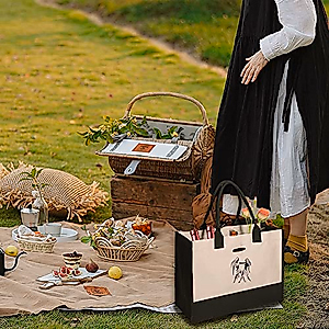 Aricsen Reusable Grocery Shopping Personalized Gift Burlap Jute Canvas Tote Bag Women Handbags with Handles Bulk Carry, Friends Bridesmaid Sister Daughter Birthday, Beach, Holidays (Gemini, Large)