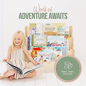 Wooden Kids Bookshelf w/Scalloped Edges - Perfect Height 3-Tier Montessori Bookshelf for Kids - Durable Childrens Bookcase for Kids Room or Playroom - Toddler Bookshelf Rack - Baby Book Shelf Nursery