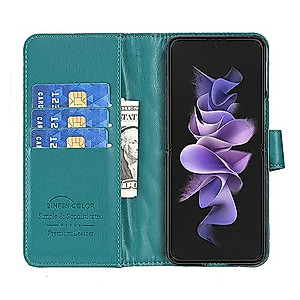 Wallet Case for Samsung Galaxy Z Fold 3/4/5, PU Leather Protective Cover, with Magnetic Closure Card Slot Holder Shockproof Phone Cover, Z fold 4,Green