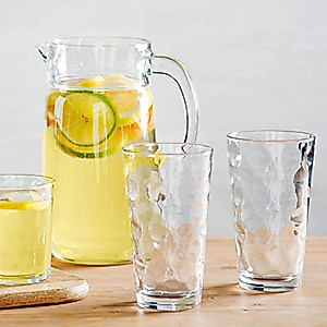 Attractive Set of 10 Drinking Glasses, Clear Heavy Base Tall Bar Beer Glasses, Bubble Design Glass Cups - Highball Glasses for Water, Juice, Beer, Wine, and Cocktails 17oz.