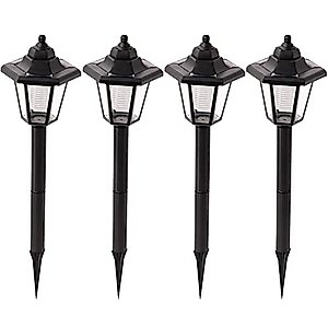 LAUREL CANYON 4 Pack Solar Pathway Lights, LED Bulbs Solar Walkway Lights Auto On/Off, Outdoor Landscape Lights for Garden, Lawn, Path, Yard Black