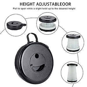 Retractable Folding Stool Portable Stool Collapsible Stool with LED Light 1 Second Open More Sturdy Telescoping Stool Load Capacity 400lbs for Outdoor Fishing Camping Hiking Travelling (Black)