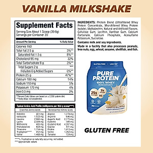 Pure Protein Powder, Natural Whey, High Protein, Vanilla, 1.6 lbs