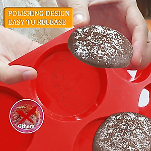 Walfos Silicone Whoopie Pie Baking Pans, 3 Pcs Non-Stick Muffin Top Pan. Food Grade and BPA Free Silicone, Great for Muffin, Eggs, Tarts and More, Dishwasher Safe