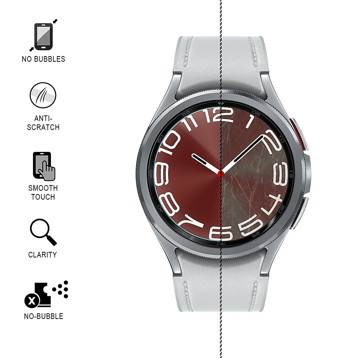 SPGUARD [4 Pack] for Samsung Galaxy Watch 6 Classic 43mm Screen Protector,Tempered Glass Protective Film Cover Accessories for Galaxy Watch 6 Classic 43mm (NOT for Other Models)