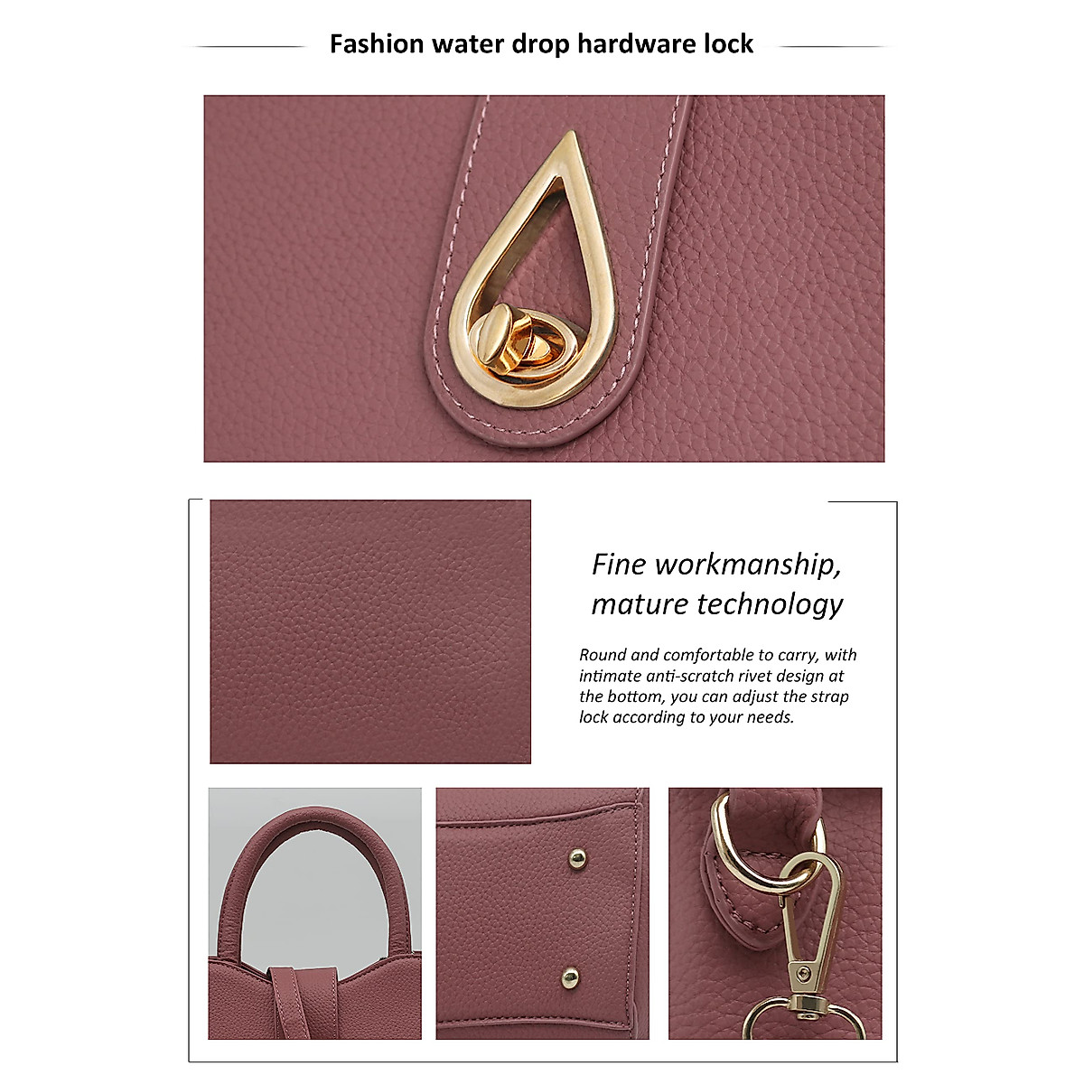 Pahajim Womens Handbag Tote Leather Purses Shoulder bags Satchel Bags Tote Bags Tote Purses for Women(Dark pink)