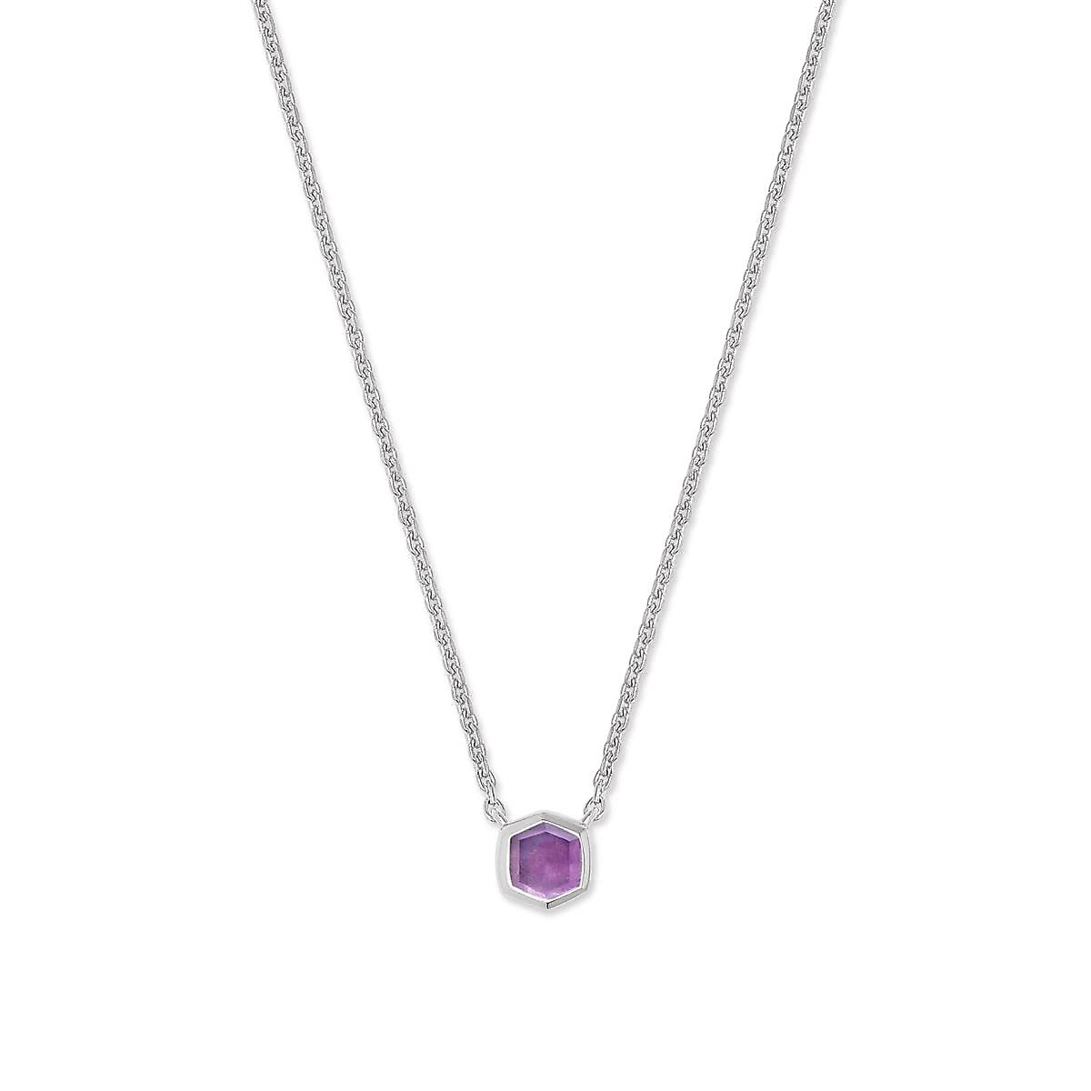 Kendra Scott Davie Pendant Necklace in Sterling Silver, Fine Jewelry for Women, Amethyst
