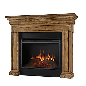 Real Flame Emerson 56" Grande Electric Fireplace, Free-Standing with Mantel & Real Wood Finish