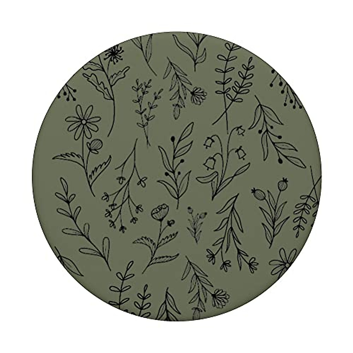 Olive Green Wildflower Floral Flower Pattern PopSockets Swappable PopGrip