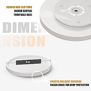 White Lazy Susan Organizer for Table Cabinet, 9 inch Bamboo Kitchen Countertop Organizer for Salt Olive Oil and Pepper Counter Sink Trays Wooden Turntable for Spice Soap Bottles Dining Room Decor