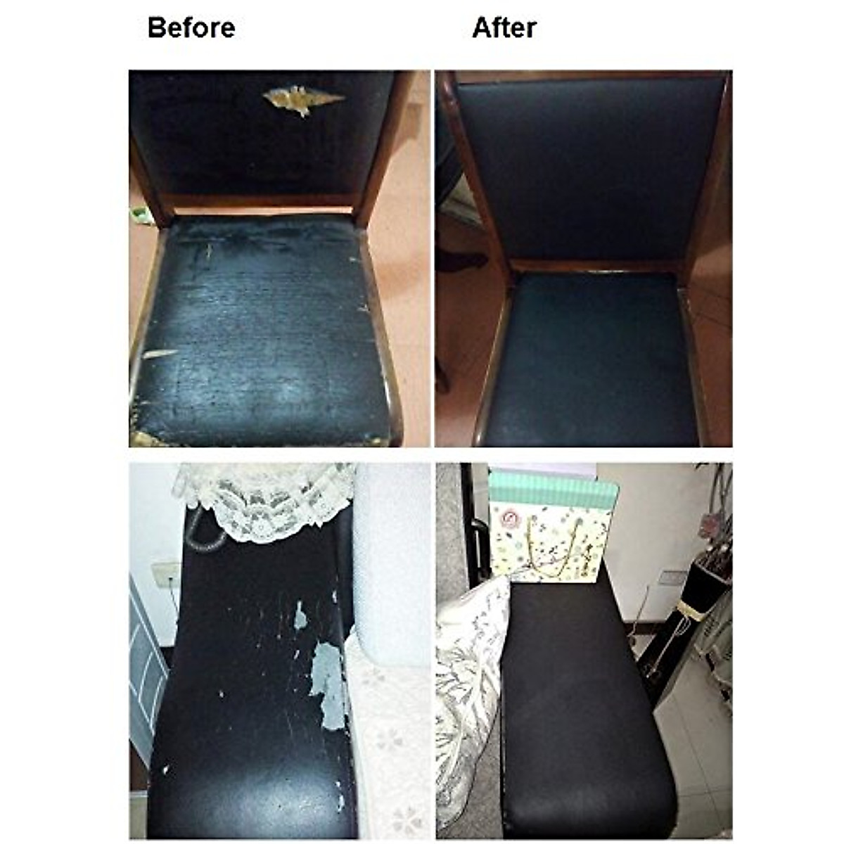 Self Adhesive Leather PU Fabric Repairing Patches for Sofa, for Car Seats, for Clothing (Width 19.6" x Length 53.9") (Black) Folded Packed