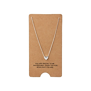WRISTCHIE 925 Sterling Silver Tiny Minimalism Floating Heart Necklace 17.5" (Silver) (Box Chain)