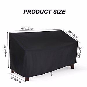 Hengme Outdoor Patio Garden Bench Cover - 3 Seat Outside Park Loveseat, Sofa, Glider, Furniture Cover Patio Bench Cover 64x26x35 inch(420D)