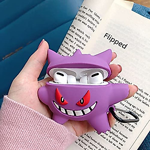 Airpod 3 Case, 2021 with Keychain Cute Cartoon Candy Design Shockproof Skin Protection Accessories Airpod 3rd Silicone Cover. (Geng Ghost Purple)