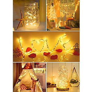 Minetom 12 Pack Fairy Lights Battery Operated -7ft 20 LED Silver Wire String Lights Waterproof Mini Firefly Lights for Bedroom, Wedding, Mason Jars, DIY, Crafts, Christmas Garlands, Party Decor