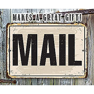 Mail Metal Sign - Great Home and Post Office Decor, Mail Delivery Sign and Mail Collection Box Decoration, Classic Gift for Mail Man, 8x12 Use Indoors/Outdoors Durable Vintage Metal Sign