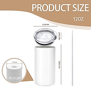 YOUKE OLA 16 Pack Sublimation Tumblers Blanks Bulk Sublimation Cups Skinny Straight Tumbler Stainless Steel Double Wall Insulated Water Bottles with Lid & Straw for DIY Gift, 12oz White