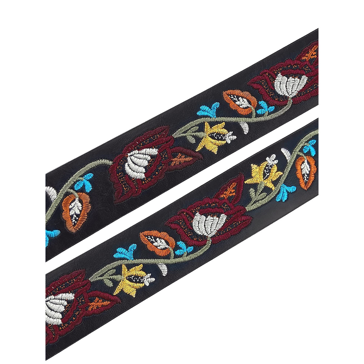 Beautiful Nomad Belts for Women Western Fashion Boho Embroidery PU Leather Belt for Jeans Dress