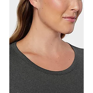 32 Degrees Women's Lightweight Baselayer Crew Top | Long Sleeve | Form Fitting | 4-Way Stretch | Thermal, Charcoal Heather, Medium