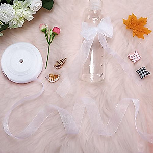 molshine 50 Yards x 5/8 Inch Shimmer Sheer Organza Ribbon,Chiffon Fabric Ribbons for Bouquets Garland,Bowknot,Wedding,Gift Wrapping,Hair,Crafts,Decoration (White, 5/8")