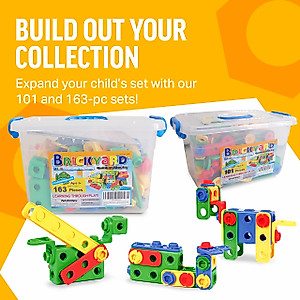 Brickyard Building Blocks STEM Toys - Educational Building Toys for Kids Ages 4-8 with 101 Pieces, Tools, Design Guide and Toy Storage Box, Gift for Boys & Girls