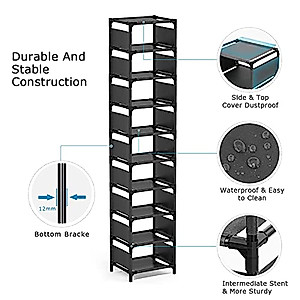 esonstyle 10 Tiers Shoe Rack, Space Saving Shoe Shelf Organizer, Tall Narrow Shoe Rack for Door Entryway, Closet