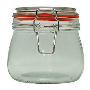 Generic Set of 2 airtight wide mouth glass jar with lid 17oz 0.5 liter Clear Glass Kitchen, Pantry Organizer. Keep your food, grains coffee, tea, cookies and candies dry, fresh. (Oval PC11002-F)