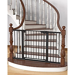 Mom's Choice Awards Winner-Cumbor 29.7"-51.5" Baby Gate Extra Wide, Easy Walk Thru Dog Gate for The House, Auto Close Safety Pet Gates for Stairs, Doorways, Child Gate Includes 4 Wall Cups, Black
