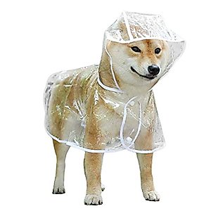 Dog Raincoat, Waterproof Pet Raincoats with Poncho Hood, Portable Transparent Dog Rain Coat Lightweight Dog Rain Jacket for Outdoor Walking in Rainning Days
