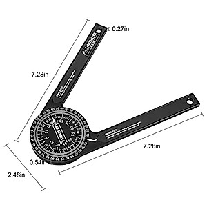 NYOOLO Miter Saw Protractor, 7 Inch 4 in 1 Aluminum Miter Angle Finder with Level Instrument, Construction Protractors Precision Miter Gauge for Carpenter Plumber Building Trade (Small)