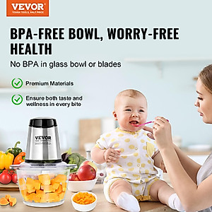 VEVOR Food Processor, Electric Meat Grinder, Electric Food Chopper, 2 Speeds Food Grinder for Baby Food, Meat, Onion, Vegetables (5 Cup)