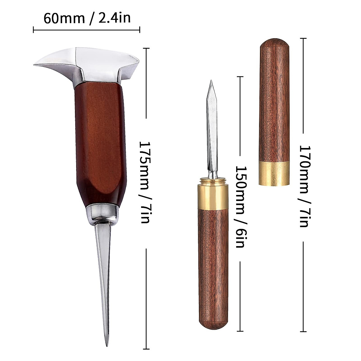 Ice Pick - 17cm / 7" Stainless Steel Ice Chipper with Wood Handle, Japanese Style Ice Crusher ideal for Bars, Bartender. Best Carving Tool (7 inch)