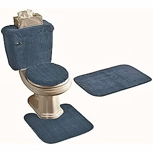 5 Piece Bath , Contour, LID, Tank LID & Tank Cover Bathroom Bathroom Accessories Bath mat Kitchen mat Bathroom Bathroom Runner Shower mat Bath mats for Bathroom Bathroom, Blue