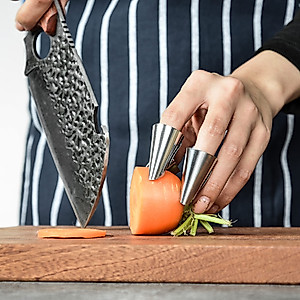 9/11pcs Chef's Knife Set - Hand Forged Boning Knife, High Carbon Steel Chef's Knife, Full Tang Bone Cleaver with Sheath, Serbian Cleaver for Outdoor Camping, BBQ, Kitchen (11)