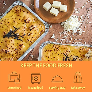 LUCKMETA 1 Lb Small Aluminum Foil Pans with Clear Lids (50 Pack), Disposable Cookware, Takeout Trays, Food Containers for Restaurants & Catering, Recyclable