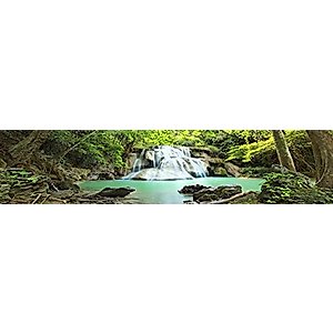 Reptile Habitat Background; Rain Forest with Waterfall, for 36Lx18Wx18H Terrarium, 3-Sided Wraparound