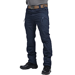 EUTROPOON Mens Cargo Pants Work Tactical Pants Lightweight Hiking Pants Ripstop Outdoor Combat Military Pants with 9 Pockets Navy Blue