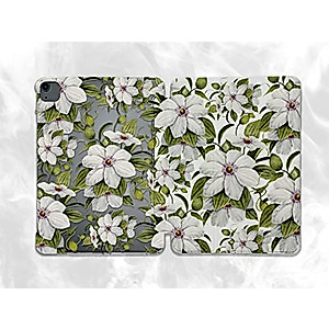 Kawaii White Flowers Cute Art case Compatible with iPad Mini Air Pro 7.9 8.3 9.7 10.2 10.9 11 12.9 inch Pattern Cover New 2022 2021 Trifold Stand 3 4 5 6 7 8 9 Generation 480 (10.9" Air 4)
