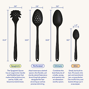 GIR: Get It Right - 13.5" Slotted Spoon, Black - Silicone Perforated Spoon for Cooking, Mixing, Serving - Strainer & Skimmer - Heat Resistant to 425°F - Non Toxic, Dishwasher Safe, Unibody Design