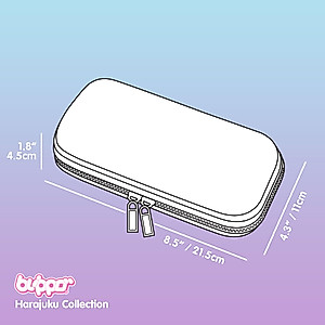 Blippo® Cute Pencil Case for Girls - Kawaii Pencil Case for Kids - Protective Hard Shell Pencil Box for Girls aged 7-10 - Small Pink Pencil Case Organizer with Rainbow Design