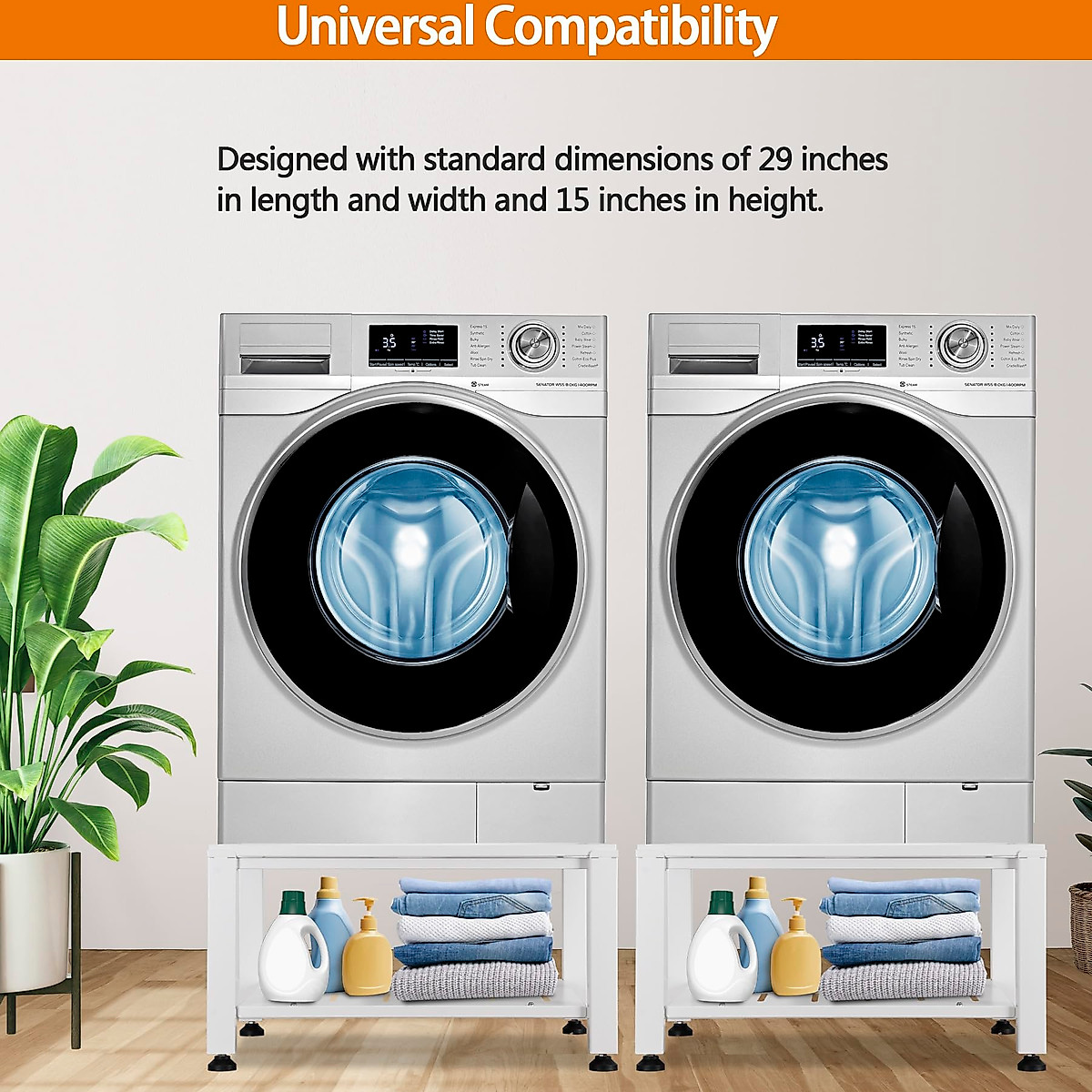 Talustool Premium Washer and Dryer Pedestal Stand Metal Steel Washing Machine Base Heavy Duty Universal Fit 700lbs Capacity Washer Dryer Stand 29 x 29 x 15 Inch
