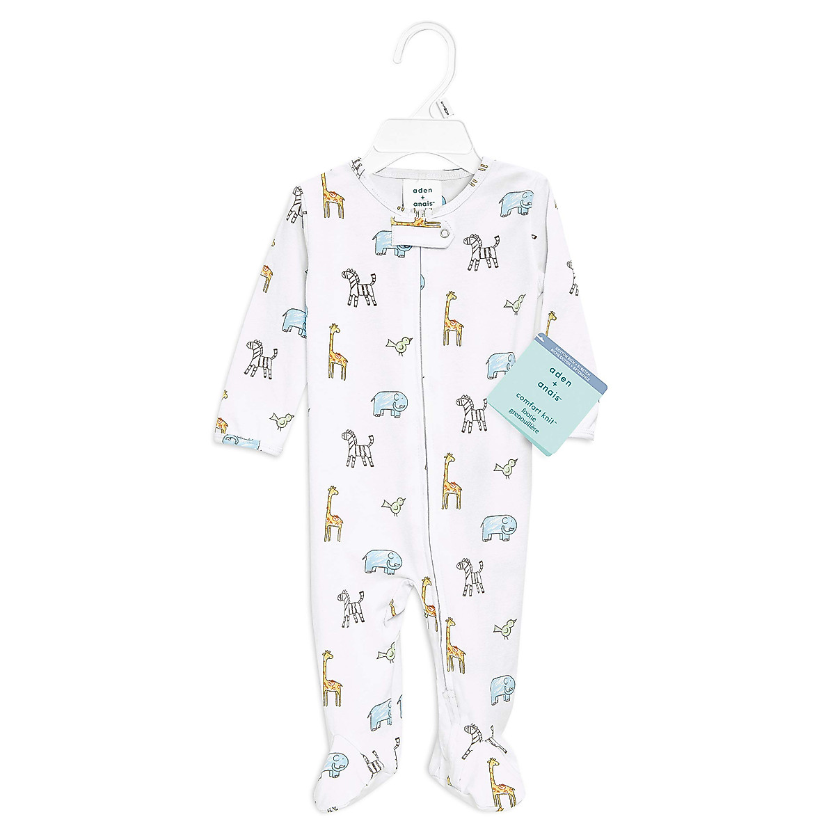 aden + anais Baby Comfort Knit Footie One Piece – Onesie Footie Pajamas for Babies – Newborn & Infant Long Sleeve Union Suit – Super Soft Cotton Muslin Footie PJ’s, Jungle Jammin, 0-3M