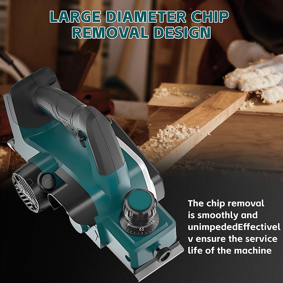 F Finec 3-1/4 Inch Woodworking Hand Planer Compatible with 18V Battery, Cordless Hand Planer Brushless Planer Handheld Planer for Woodworking Power Wood Planer for Home DIY (No battery)