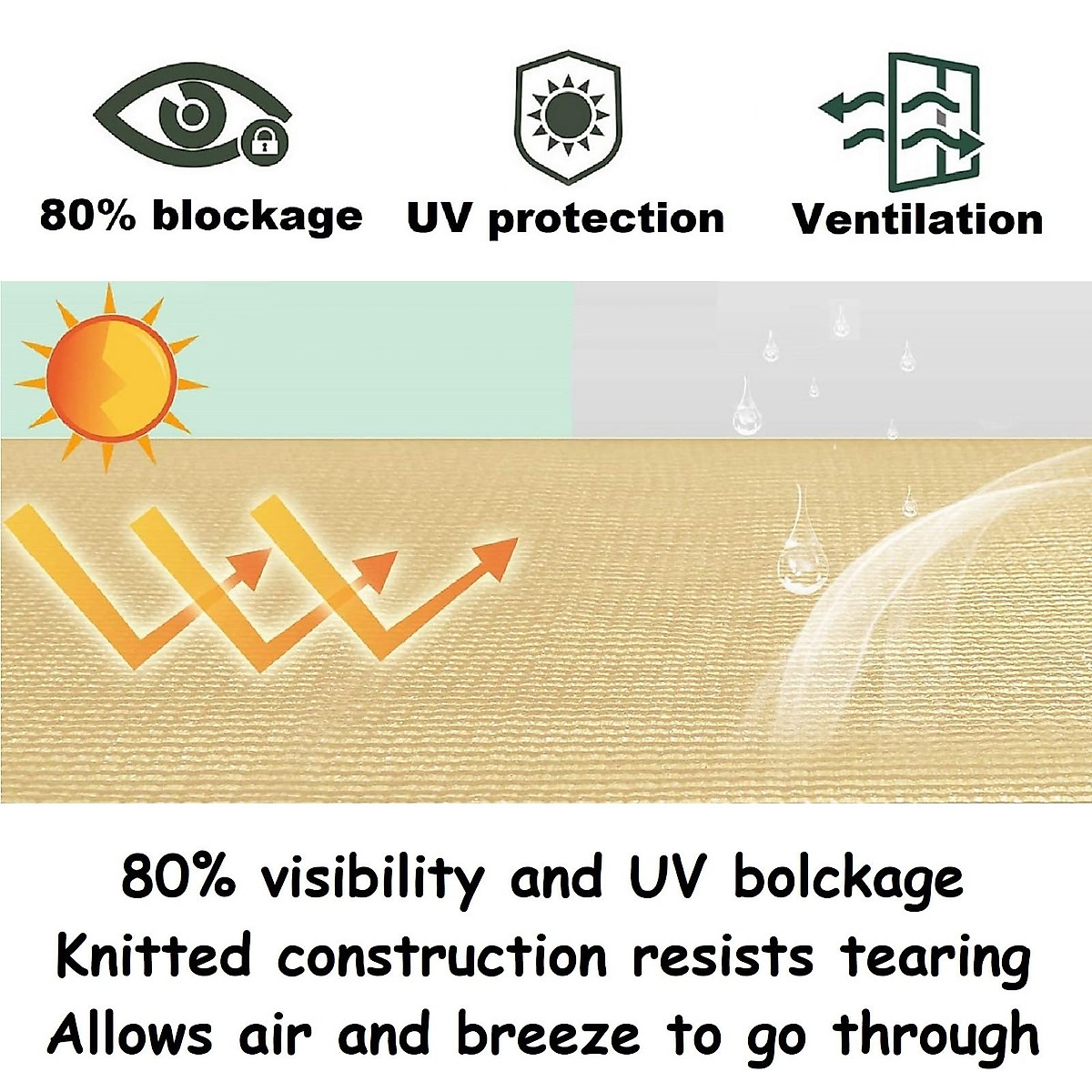 Abrotain Fence Privacy Screen Balcony Deck Fencing Cover 3'3"x9'9" 80% Shade Fabric Sun Shade Cloth Decorative Fence Covering Net Mesh Shield with Grommet for Outdoor Garden Backyard Porch Patio Yard