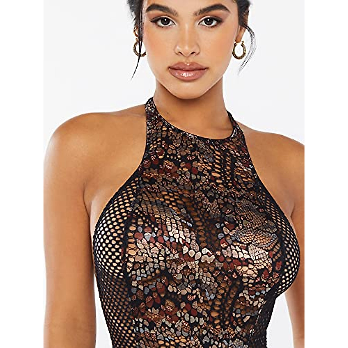 Savage X Fenty, Women's, Cold-Hearted Snake Lace Slip with Garter, Venomous Vixen Snake Lace, L