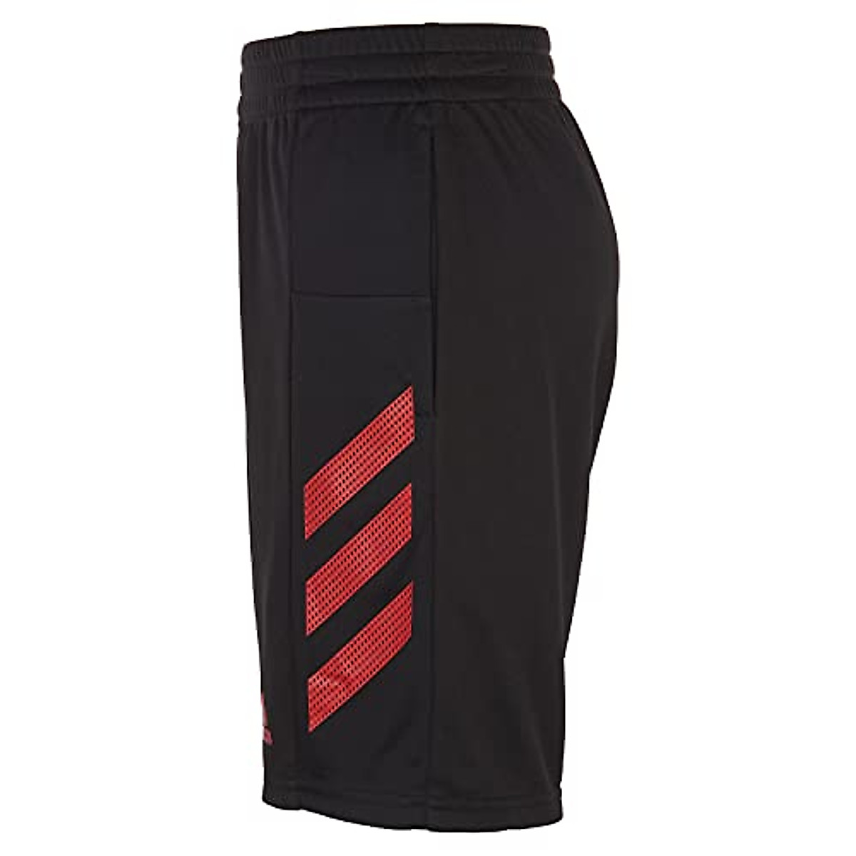 adidas Boys' AEROREADY Pro Sport 3-Stripes Shorts, Black with Vivid Red, Small (8)