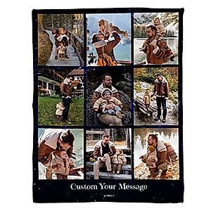TRIENCY Personalized Photo Picture Blanket Custom Fleece Or Sherpa Blanket Throw 60x80 50x60 30x40 with Photos Pictures Text Birthday Christmas Fathers Day Custom Gifts for Men Women Family