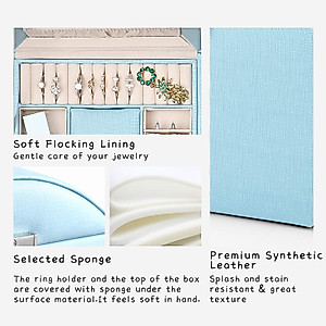 Vlando Jewelry Box for Girls Princess Style Girls Jewelry Box 3-Layer Kids Jewelry Box with Mirror Jewelry Box for Girls 8-12 Valentines Day Gifts for Her (Blue)