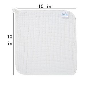 CottCare Baby Muslin Washcloths,Natural Purified Muslin Cotton Baby Wipes 6 Layer Absorbent Soft Newborn Baby Face Towel for Sensitive Skin,Baby Registry as Shower 5 Pack 10x10 inches