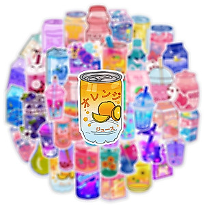 50Pcs Assorted Stickers Pack, Sunproof Waterproof DIY Aesthetic Vinyl Decals for Laptop, Water Bottle, Luggage Case, Phone, Scooter (1Pack, Beverage)
